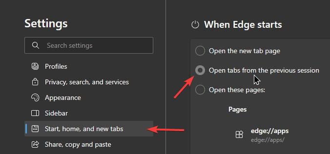 Przywróć poprzednią sesję w Edge - Gamingdeputy Poland