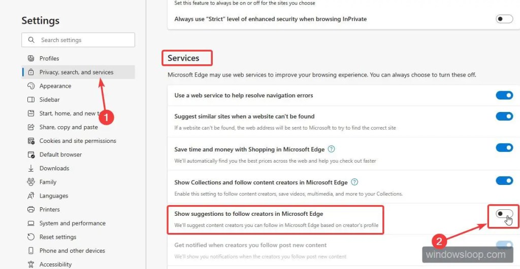Microsoft Edge でクリエイターのフォロー機能を無効にする (または有効にする) - Gamingdeputy Japan