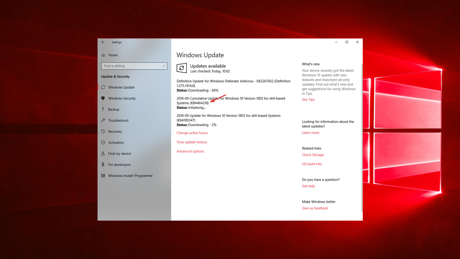 Direct Download Links for KB4464218