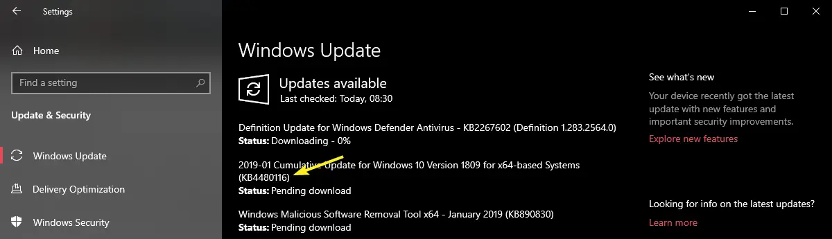 Direct Download Links for KB4480116 Offline Installer Build 17763.253
