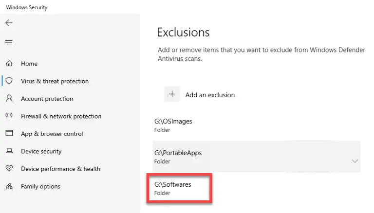 How to Exclude a File or Folder from Windows Defender Scan